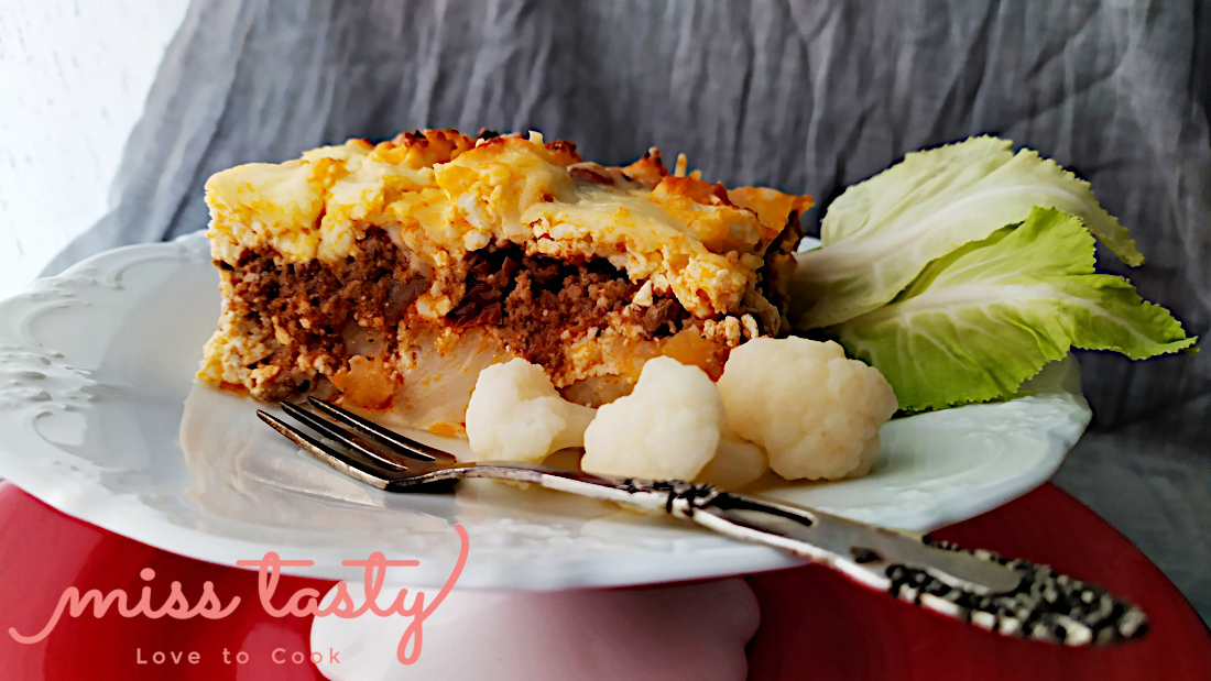 Κουνουπίδι ογκρατέν με κιμά και μανούρι - Miss Tasty